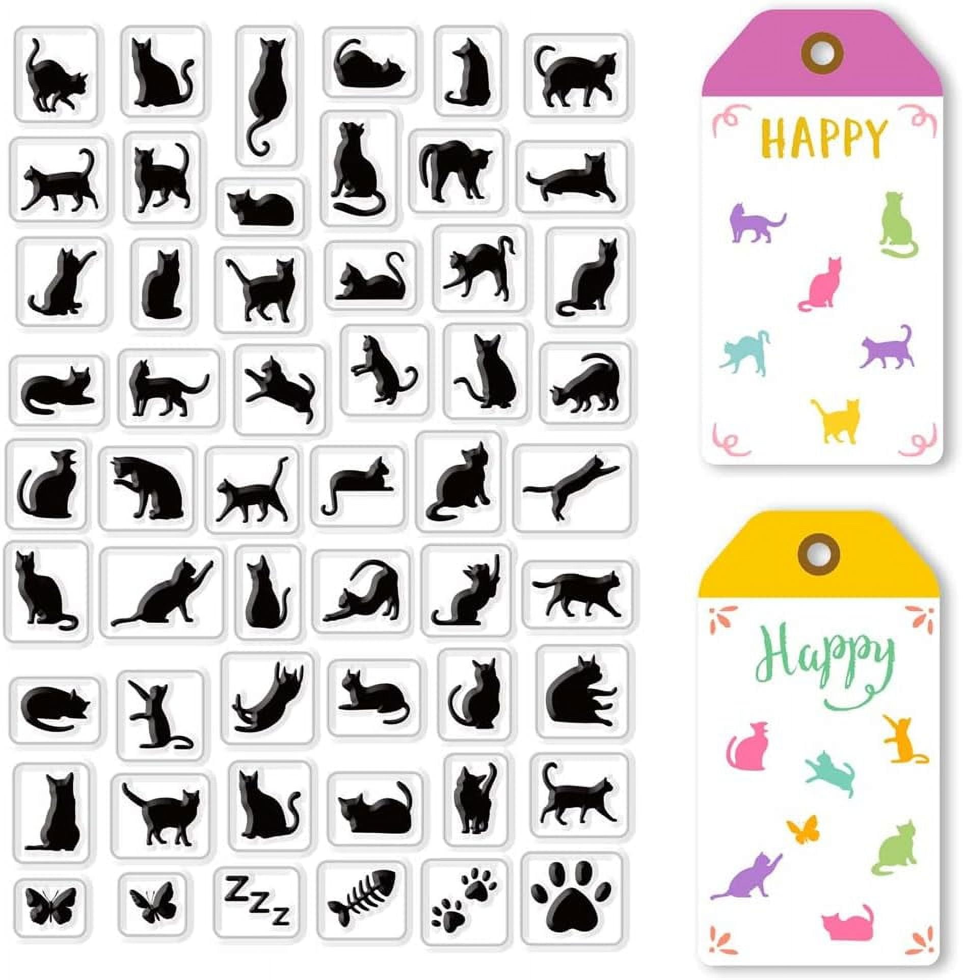 Black Cats Clear Rubber Stamps for Halloween Card Making Cute Kitty Cat ...