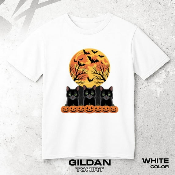 Black Cats Full Moon Halloween Animal Pet Ghostly Night Graphic Gift ...