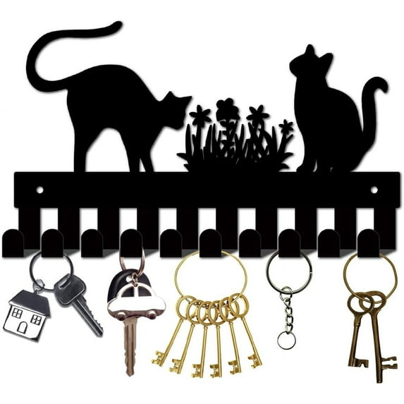 Black Cats Key Holder for Wall Mounted Key Holder Hooks Metal Key Coat ...