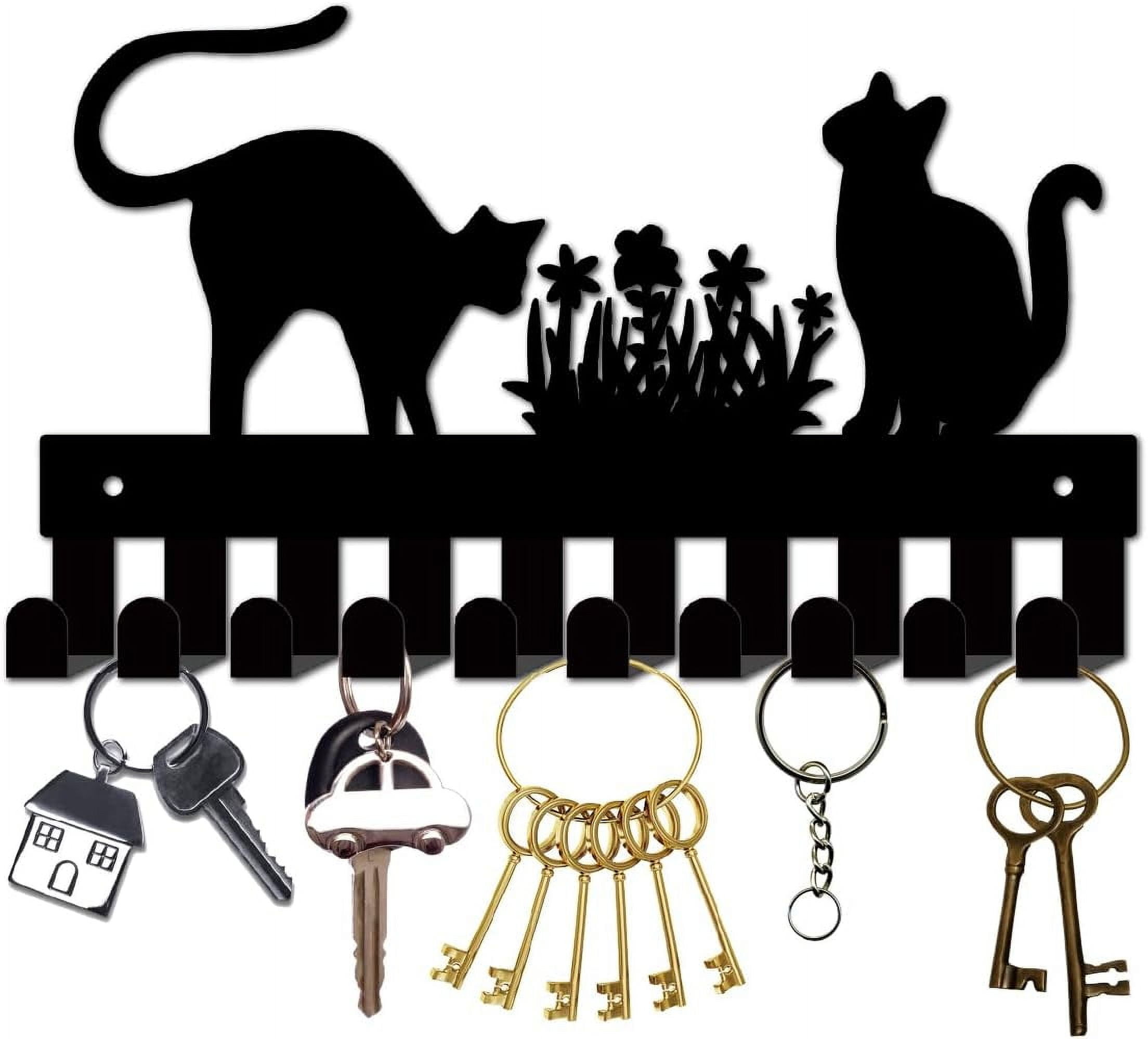 Black Cats Key Holder for Wall Mounted Key Holder Hooks Metal Key Coat ...