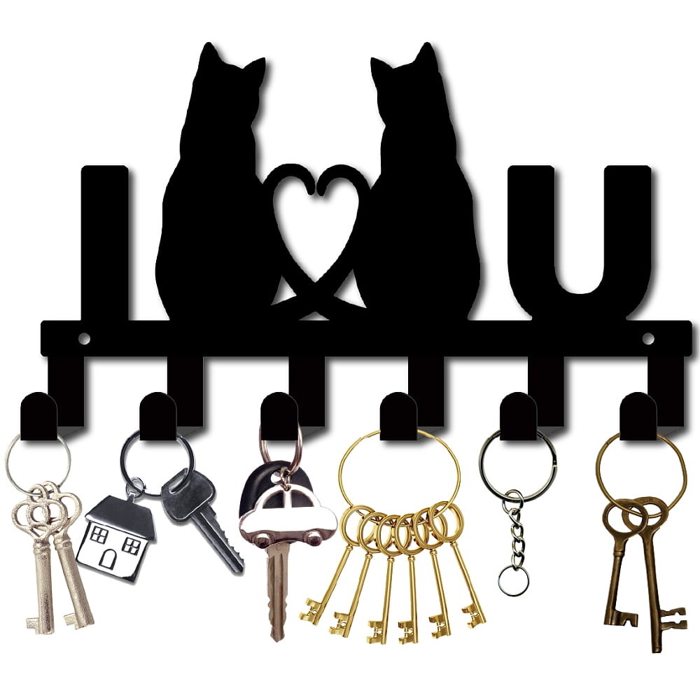 Black Cats Key Holder for Wall Mounted Key Holder Hooks Metal Key Coat ...