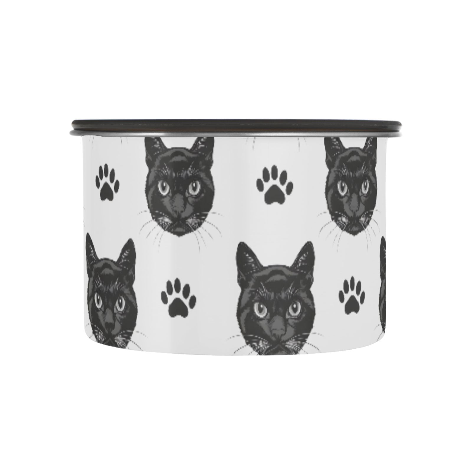 Black Cats and Paw Prints Pattern Airtight Coffee Bean Canister 17oz ...