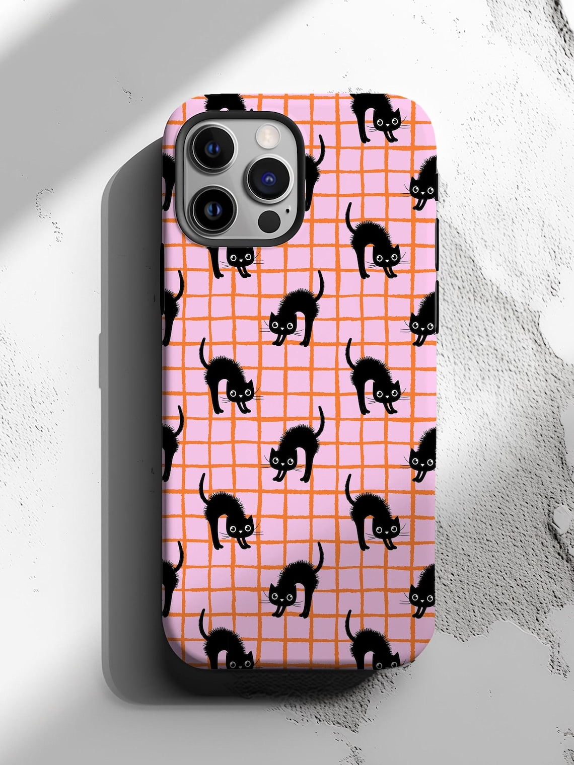 Black Cats Phone Case with iPhone 11 to 16 Pro Max, Cute Cat Collage ...