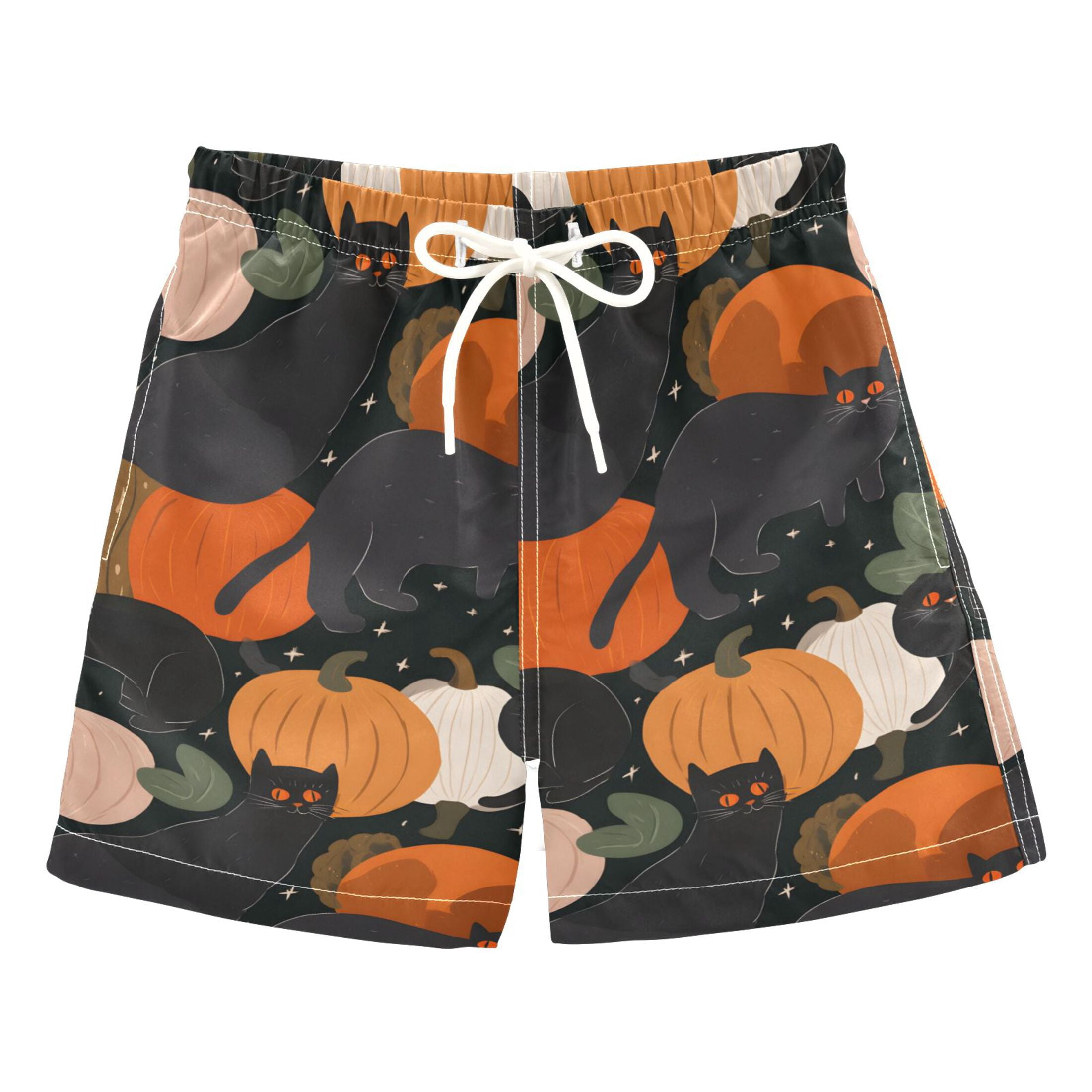 Black Cats Pumpkins Swim Trunks Quick Dry Beach Pool Board Shorts ...