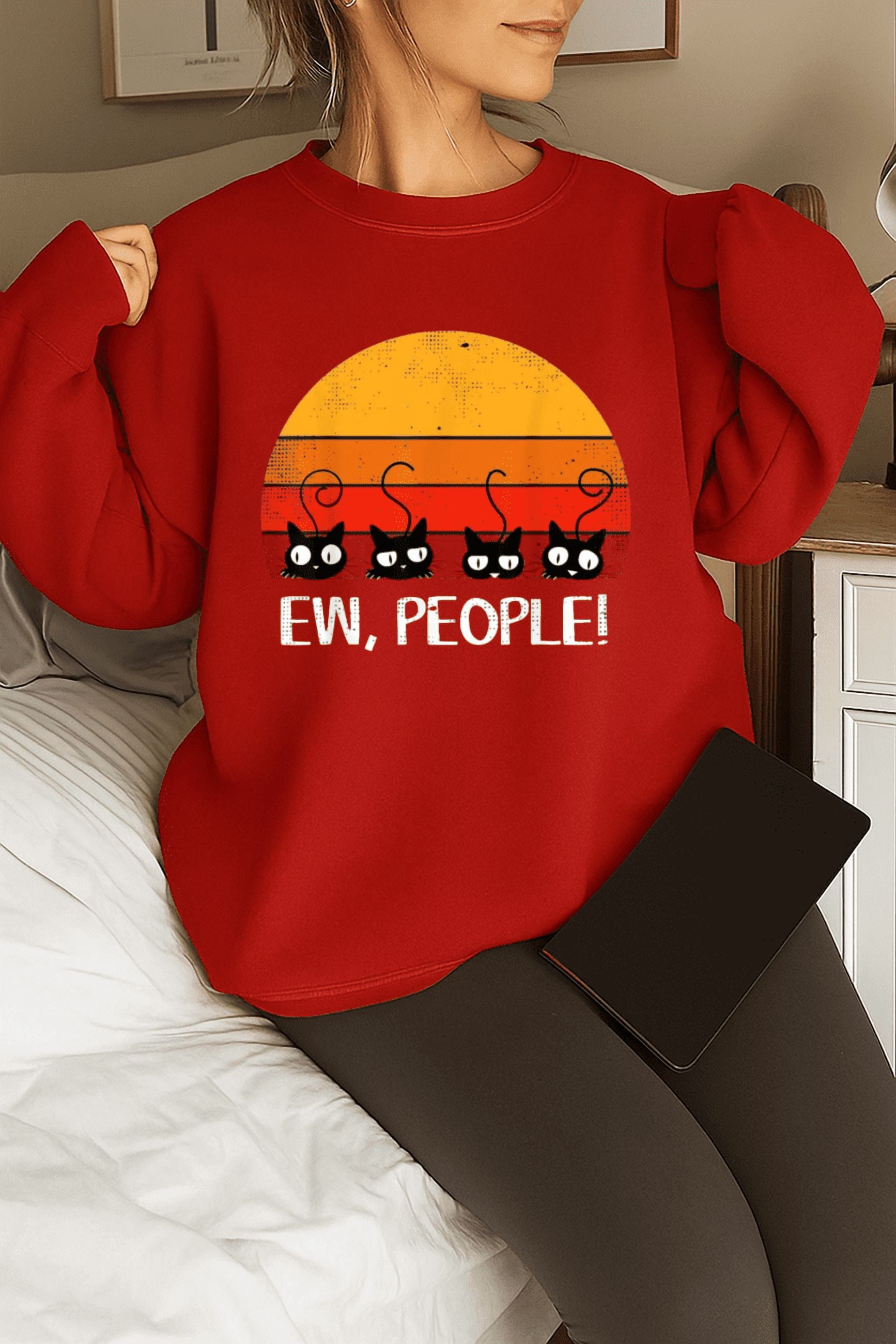 Black Cats Retro Sunset Eww People Funny Christmas Gift Sweatshirt, for ...