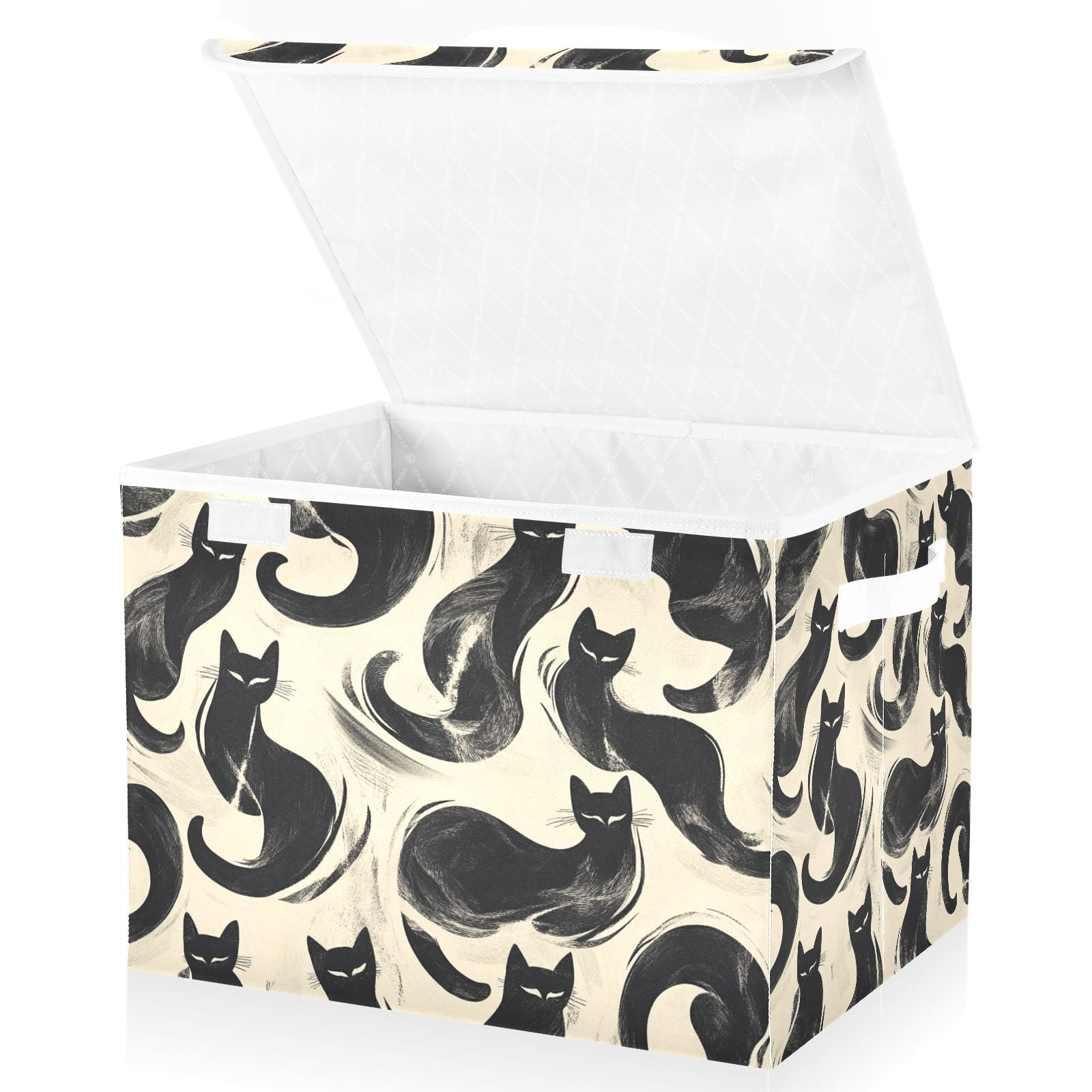 Black Cats Storage Basket for Shelves Foldable Container Organizer for ...