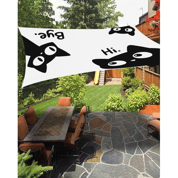 Black Cats Sun Shade Sail 8'X10' Modern Cute Funny Cat Say Hi Bye ...