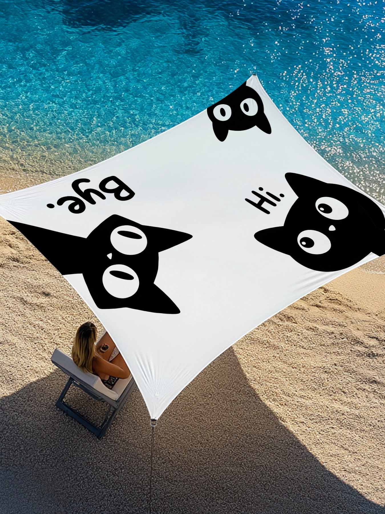Black Cats Sun Shade Sail 8' x 10', Modern Cute Funny Cat Say Hi Bye ...