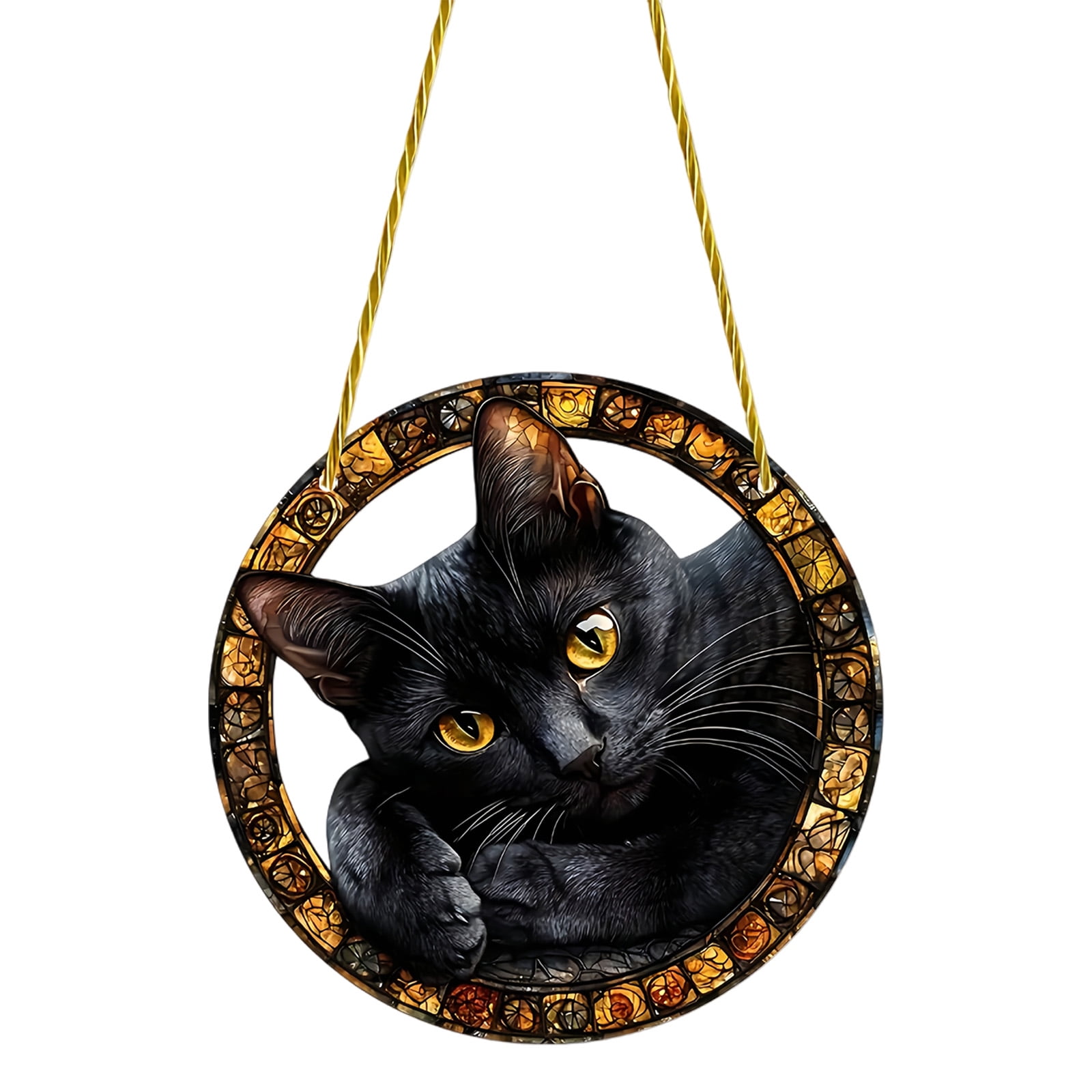 Black Cats Theme Acrylic Round Wreath Plaques Compacts Wall Window ...