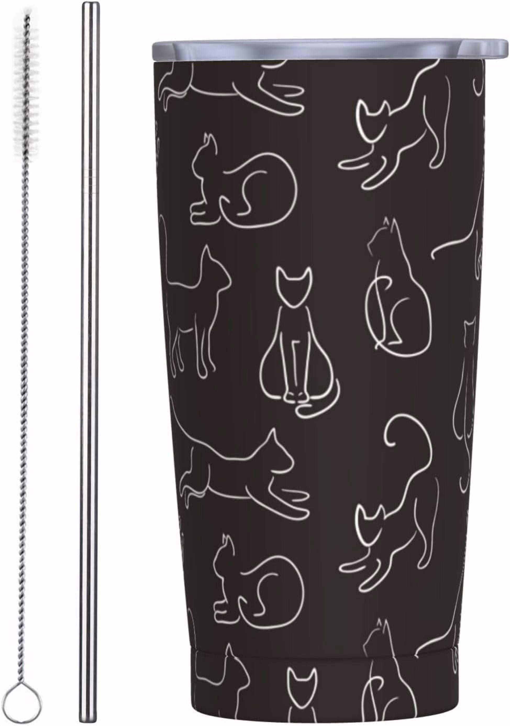 Black Cats Tumblers, Cartoon Cat 20oz Stainless Steel Insulated Travel ...