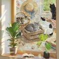 Black Cats Window Privacy Film, Rustic Basket Hat Pink Flower Barn ...
