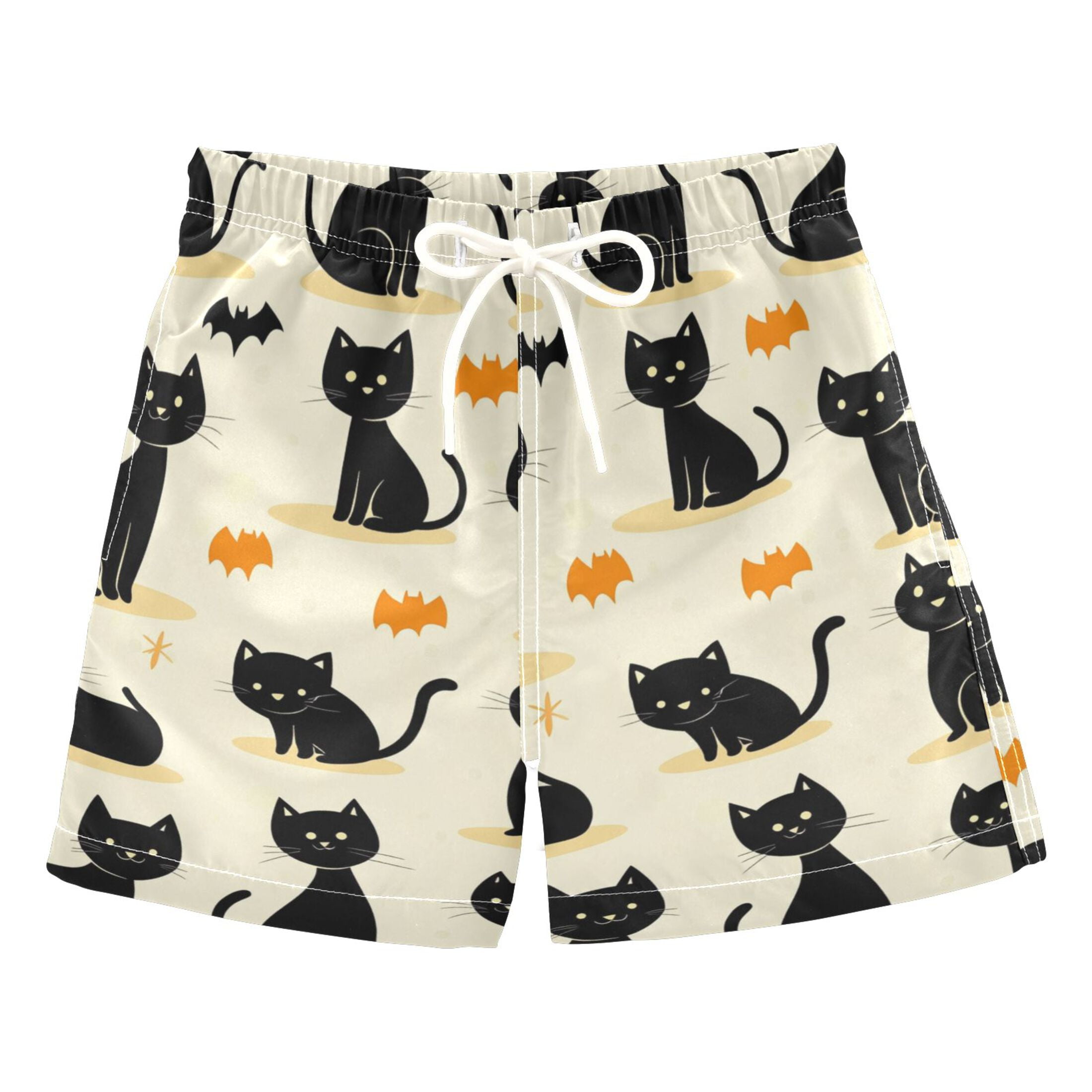 Black Cats and Brown Bats Boys Swim Trunks Quick Dry Boy Swim Shorts ...