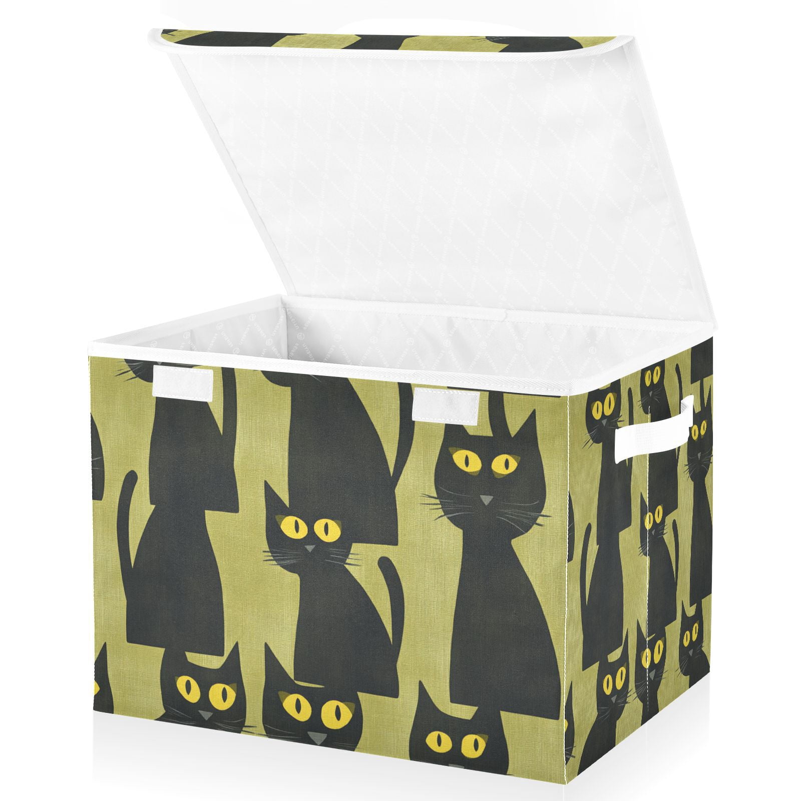 Black Cats in Green Storage Basket for Shelves Foldable Container ...