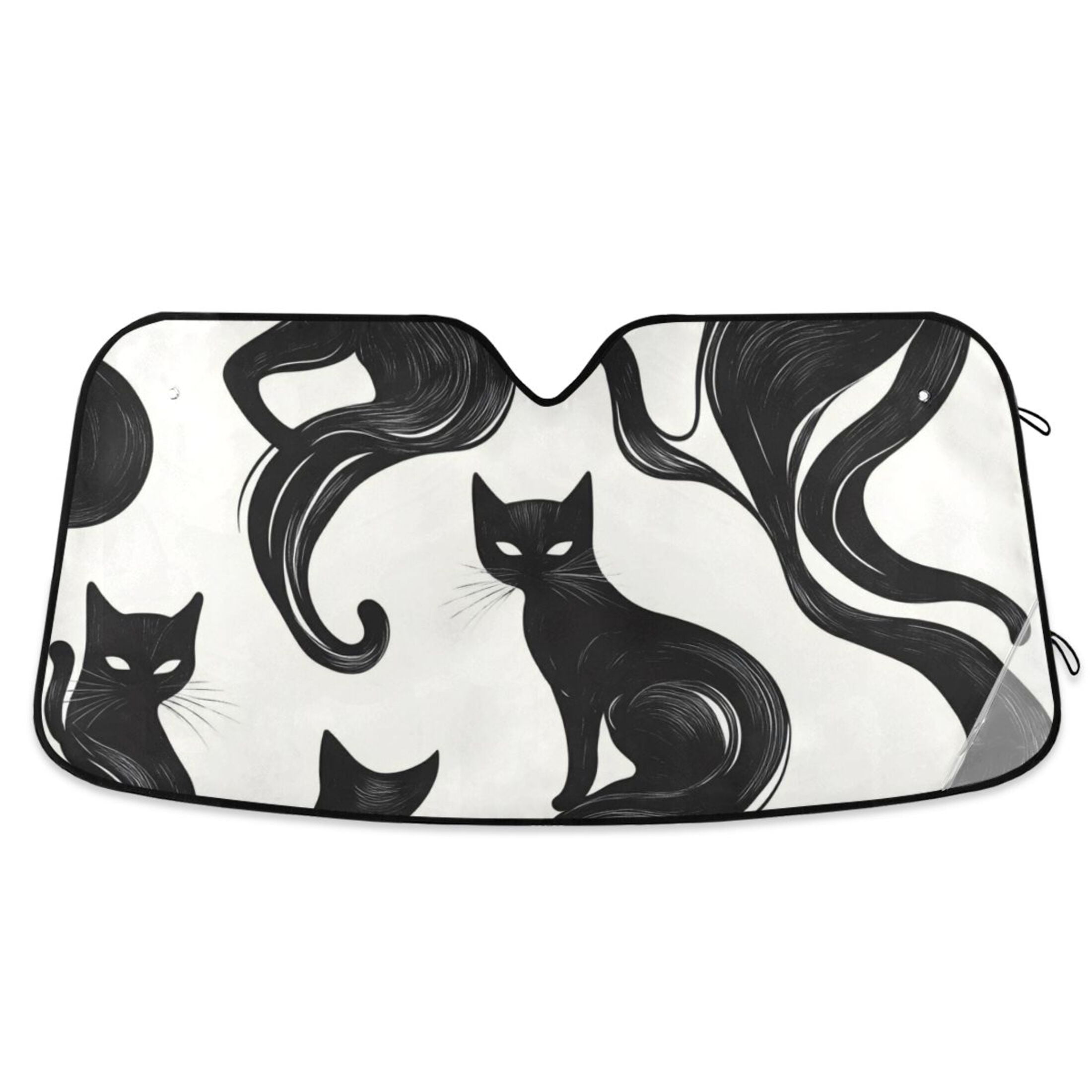 Black Cats in White Car Windshield Sun Shade Reflector Sunshade ...