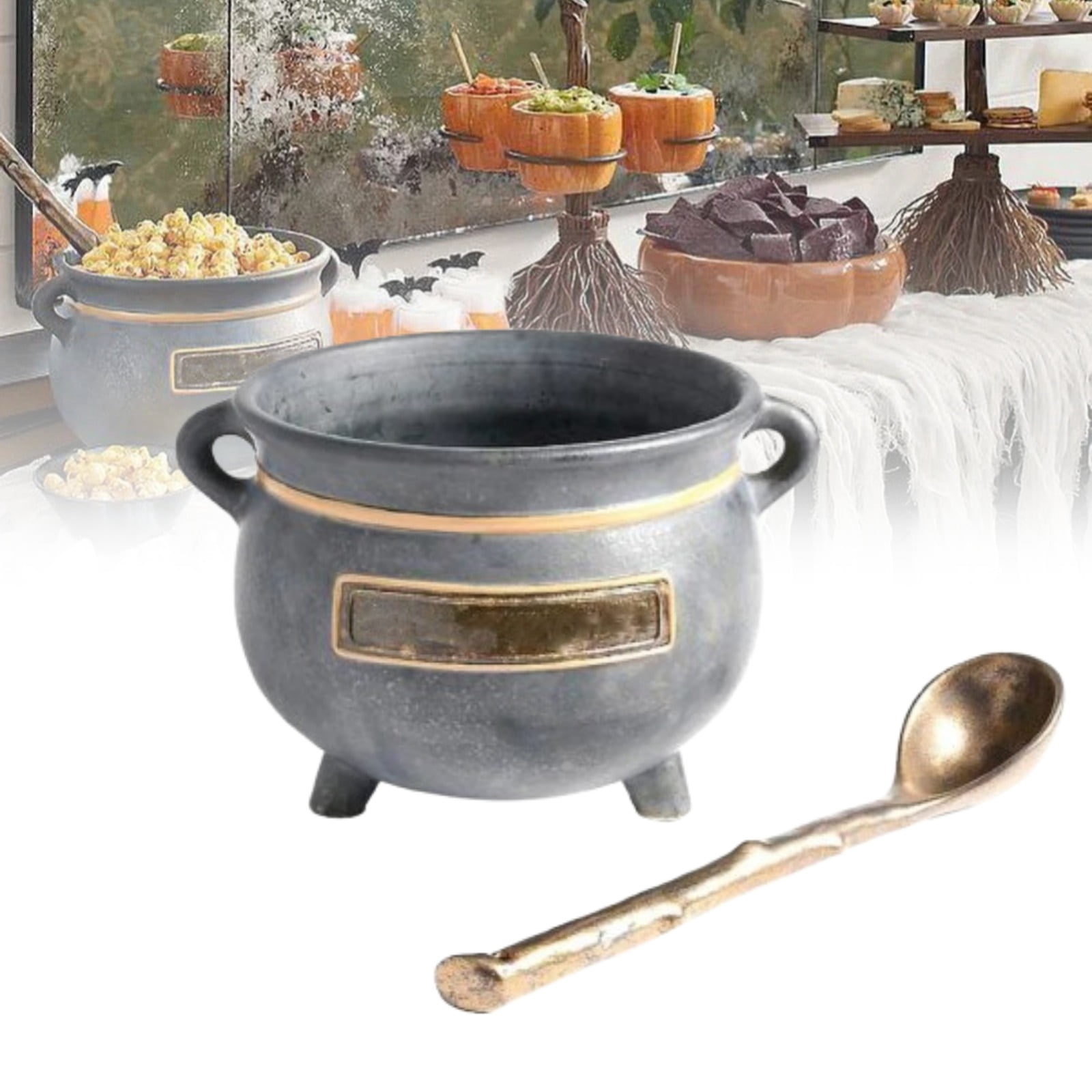 Black Cauldron Kettle Halloween Candy Bowl, Large Witch Cauldron Pot ...