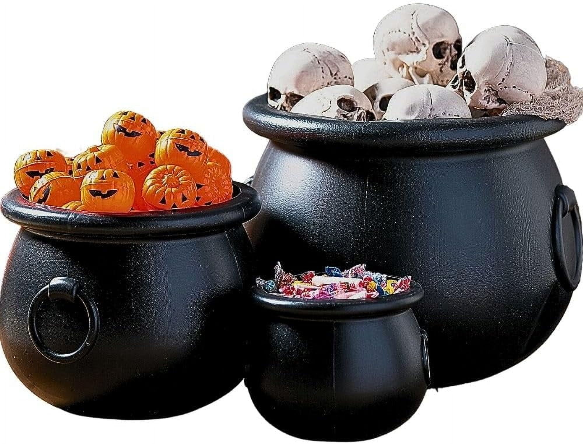 Black Cauldron Pack of 3 (16", 12", 8") Cauldron Bowl for Halloween ...