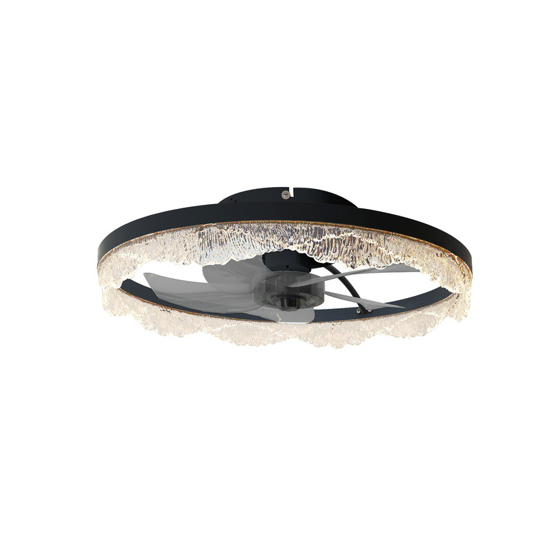 Black Ceiling Fan with Light –20" Modern Flush Mount Low Profile ...