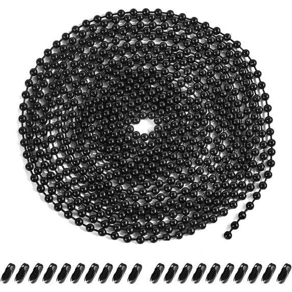 Black Ceiling Fan Pull Chain, 120" Extra Long Rust Proof 3mm Beaded ...
