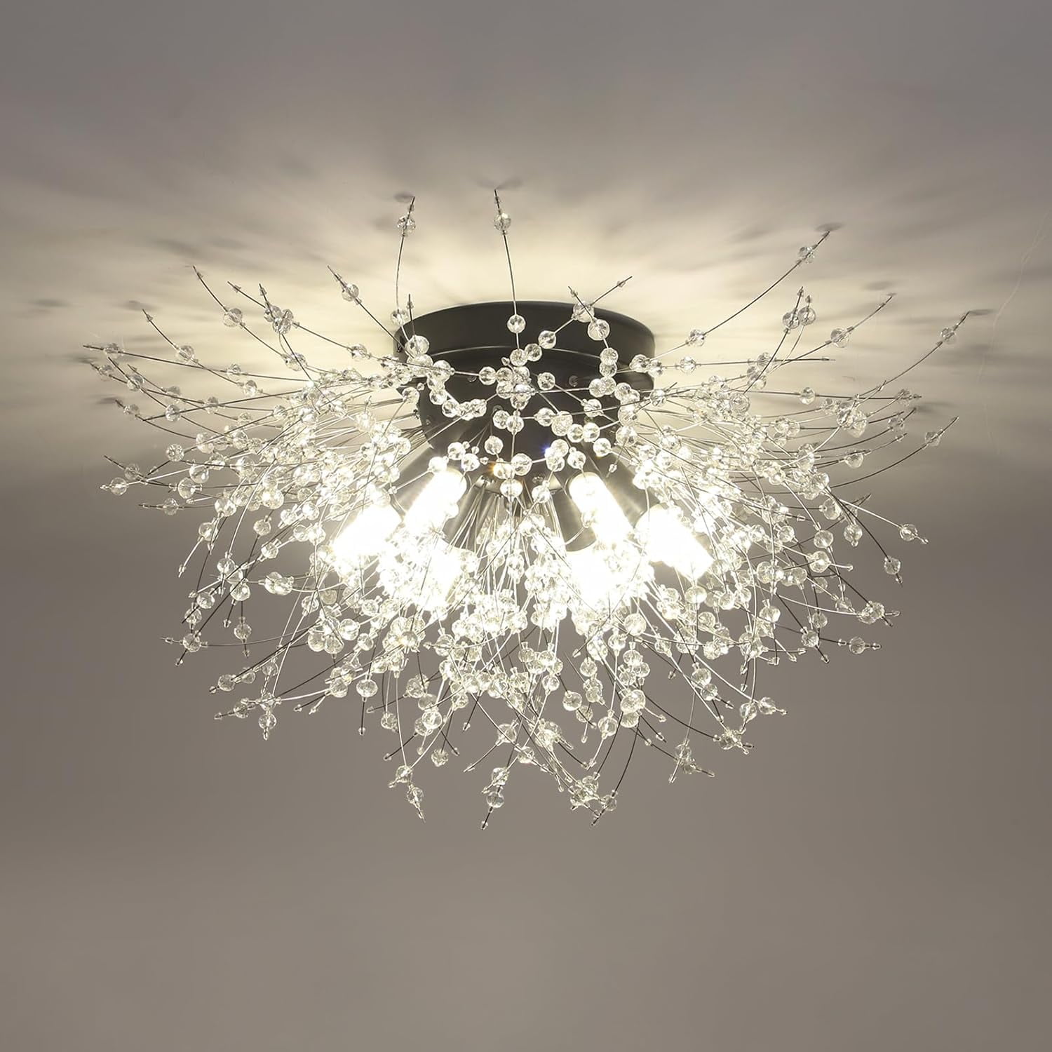 Black Ceiling Light Fixture,6-Light Firework Sputnik Flush Mount ...