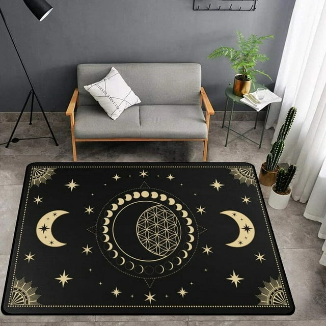 Black Celestial Snakes Carpet Area Rug Witch Gothic Pagan Wiccan Tarot ...