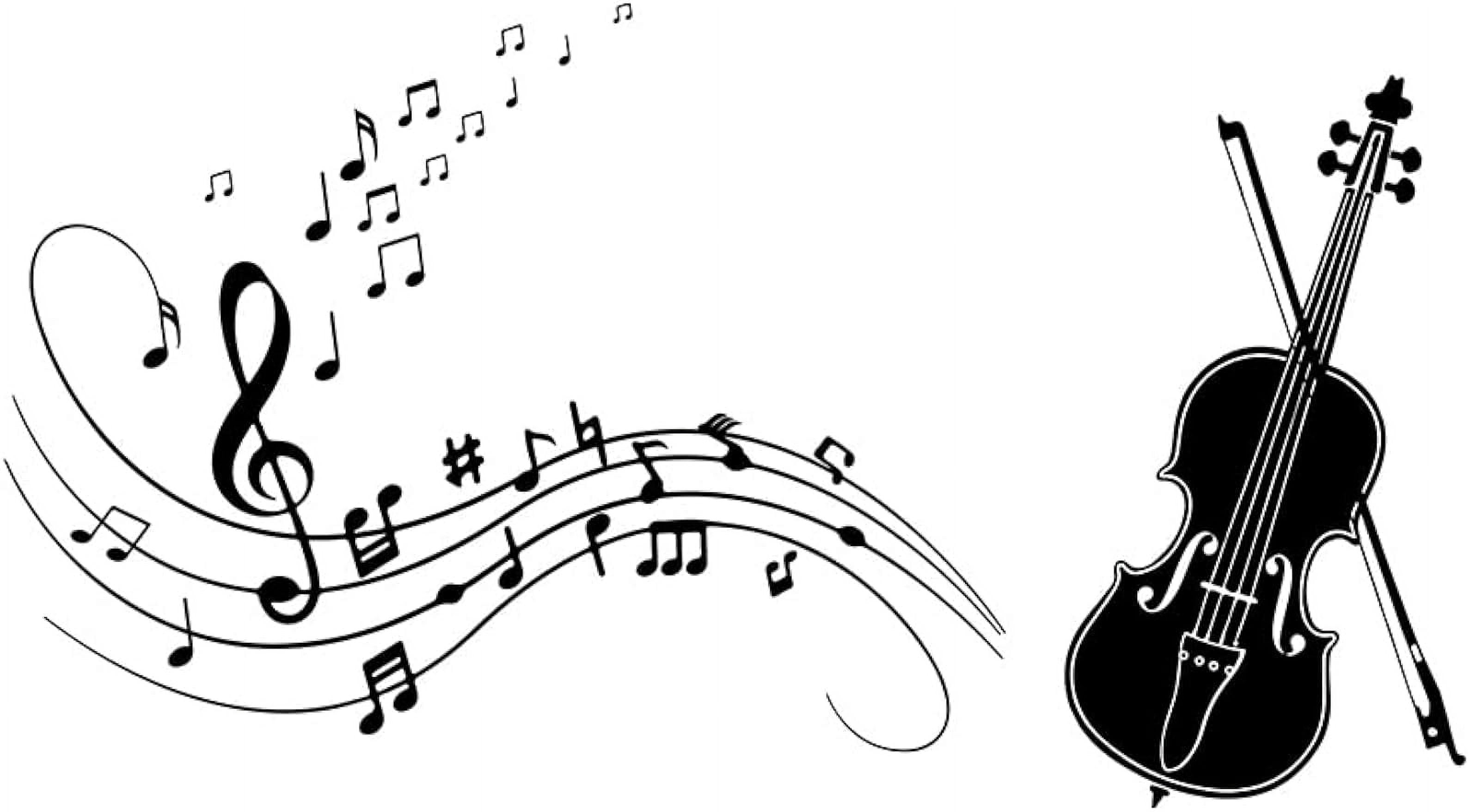 Black Cello Wall Sticker Music Notes Stave Removable Vinyl Wall ...