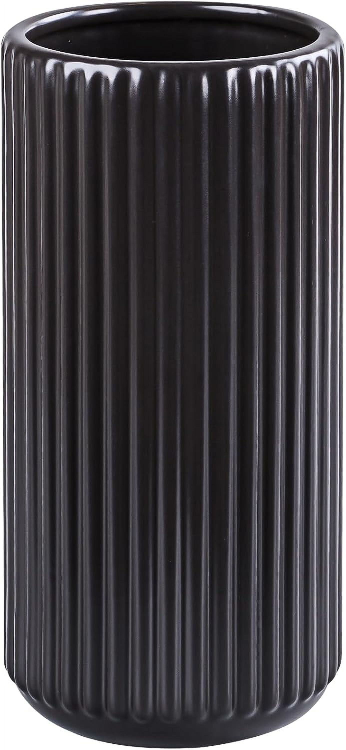 Black Ceramic Flower Vase for Pampas Grass, 8 inch Small Decorative ...