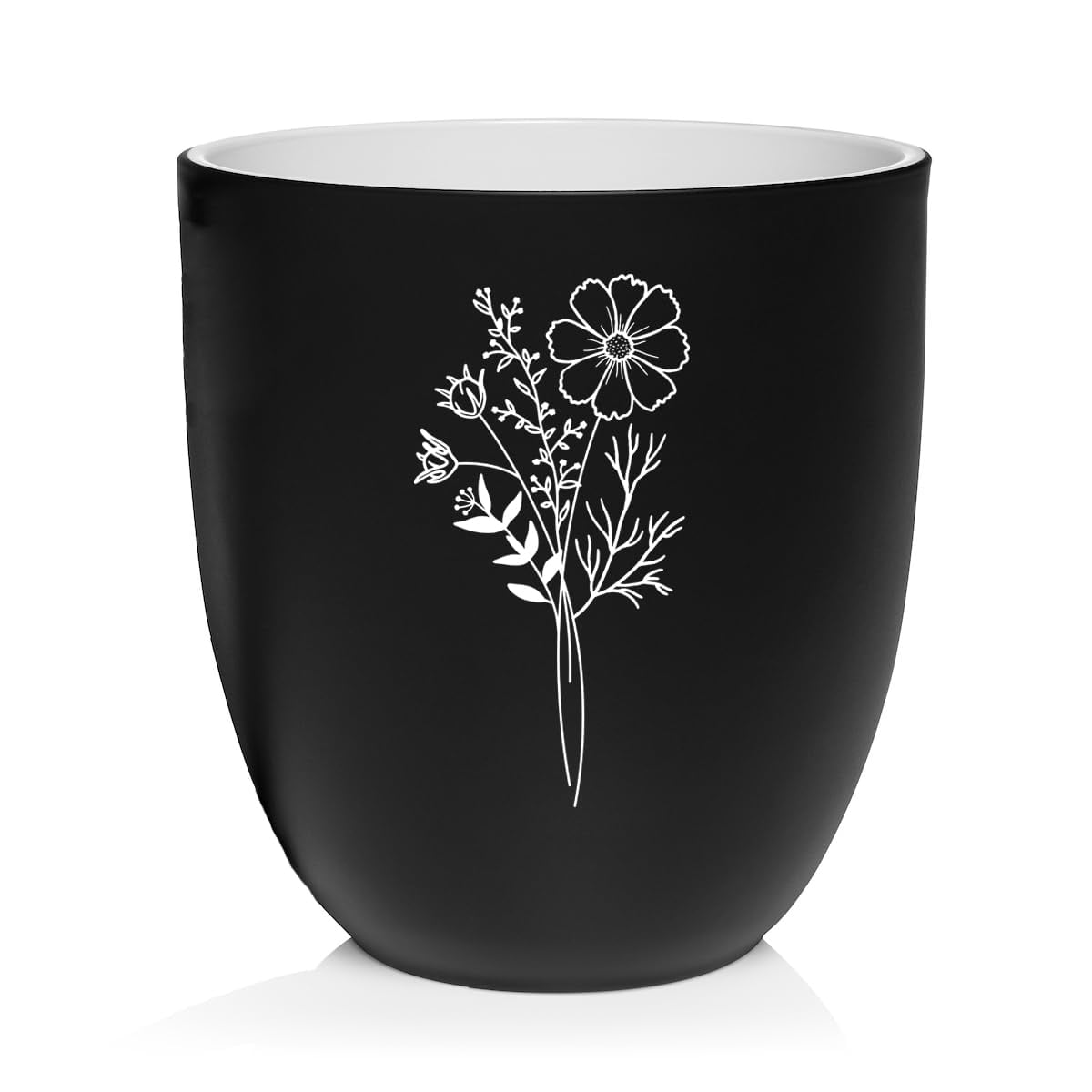 Black Ceramic Planter Plant Pot with Plastic Liner Gift Birth Month ...