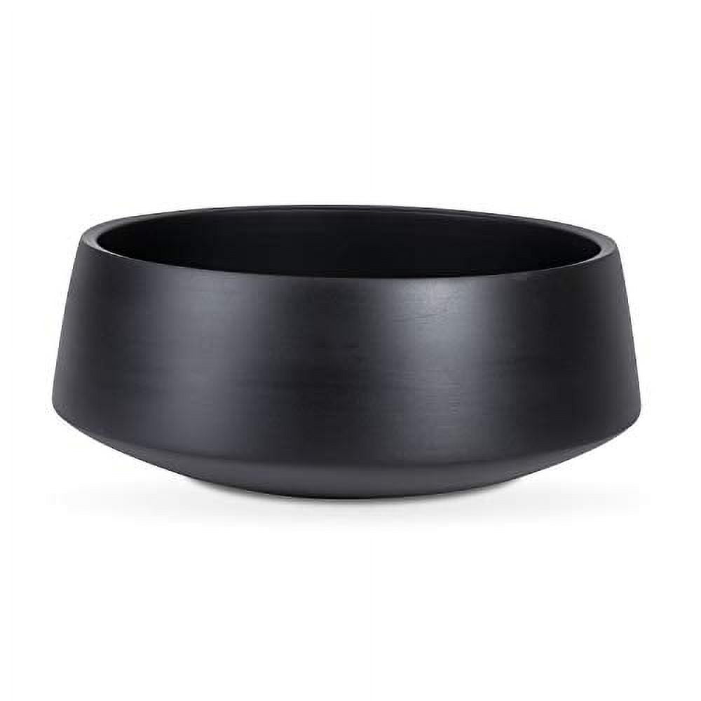 Black Ceramic Round Contoured Planter Bowl, Flower Pot Indoor Or ...