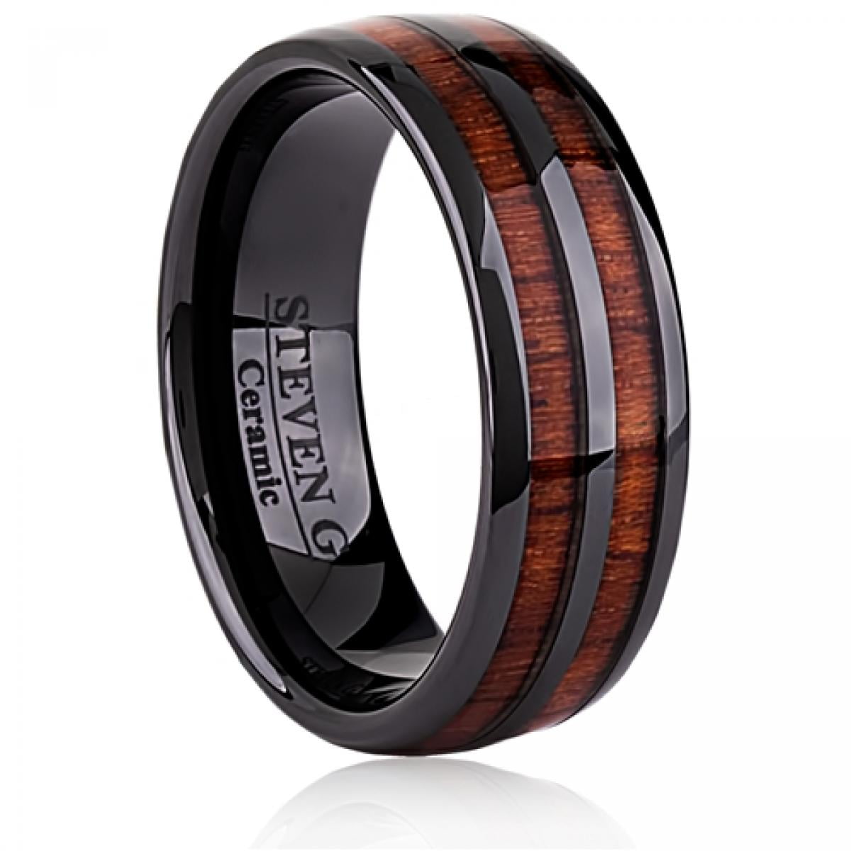 Black Ceramic With Wood Inlay Ring - Walmart.com