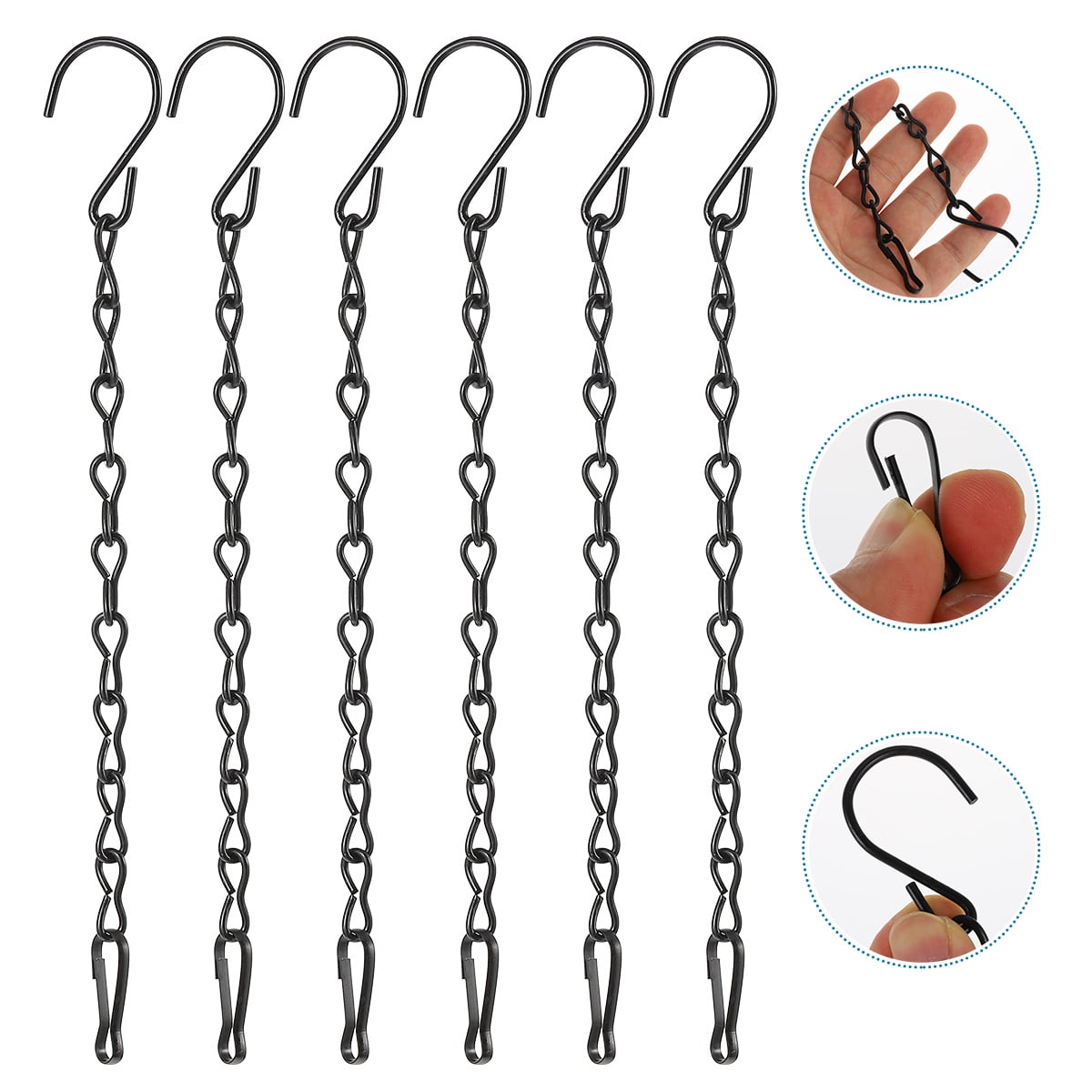 Black Chain 6 Pieces Hook Chains Hanging for Bird Feeder Plant Hanger ...