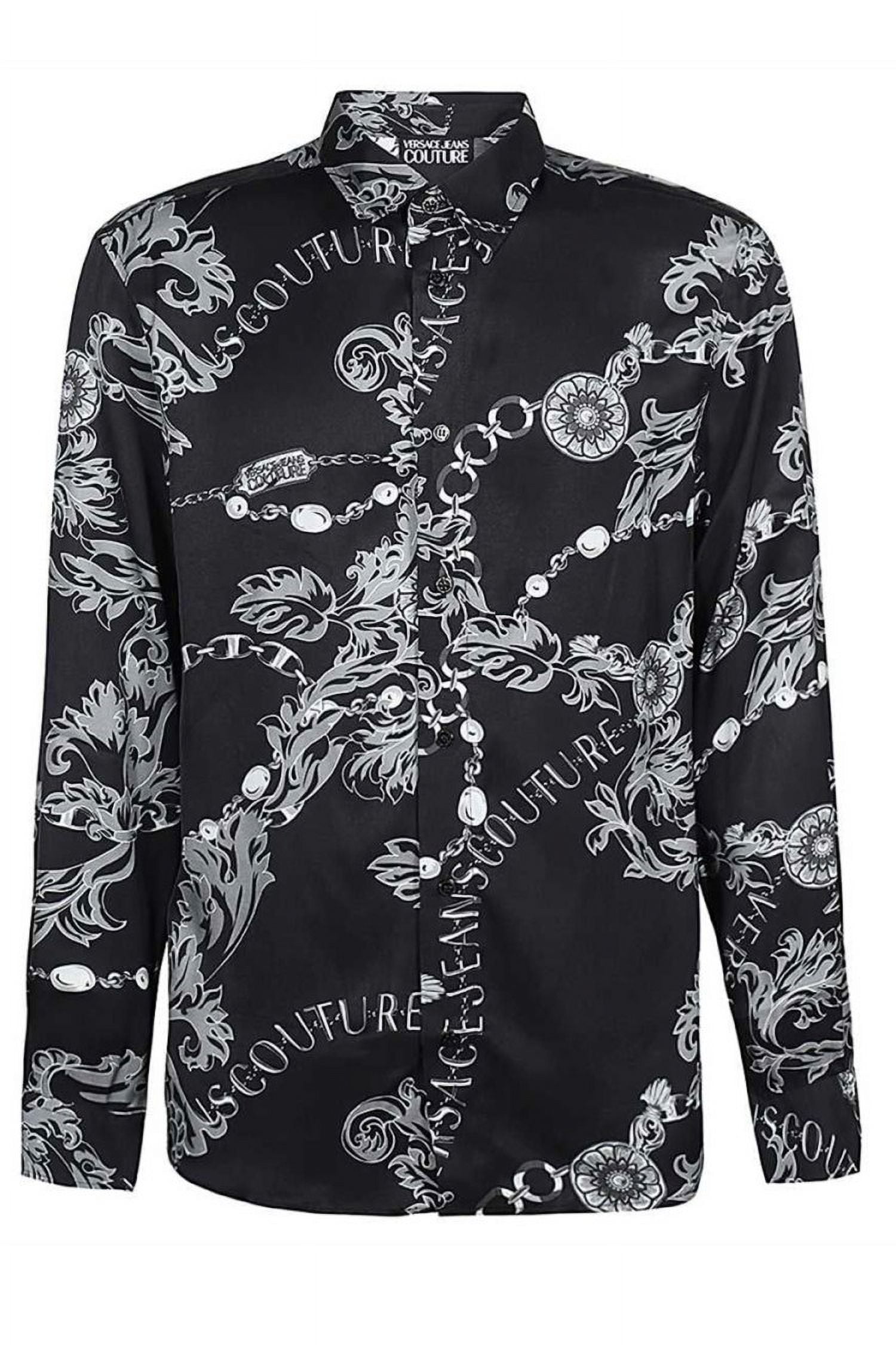 Versace Jeans Couture Man Black Chain Print Shirt Black Sizes IT 36-58 ...