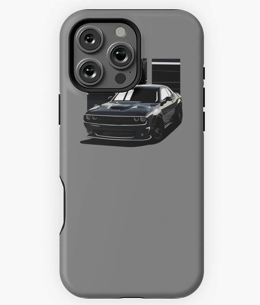 Black Challenger Muscle Car Phone Case for iPhone 16 15 14 13 12 11 Pro ...