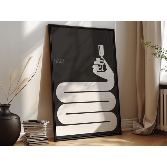 Black Champagne Wall Art Print, Modern Minimalist Bar Cart Poster ...