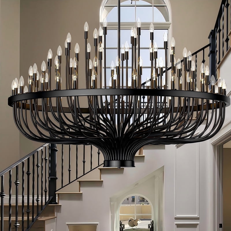 Black Chandelier 96 Light, Modern Farmhouse Chandelier for Dining Room ...