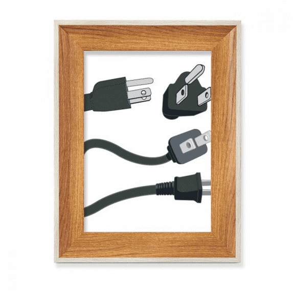 Black Charging Cable Plug Pattern Desktop Wooden Photo Frame Display ...