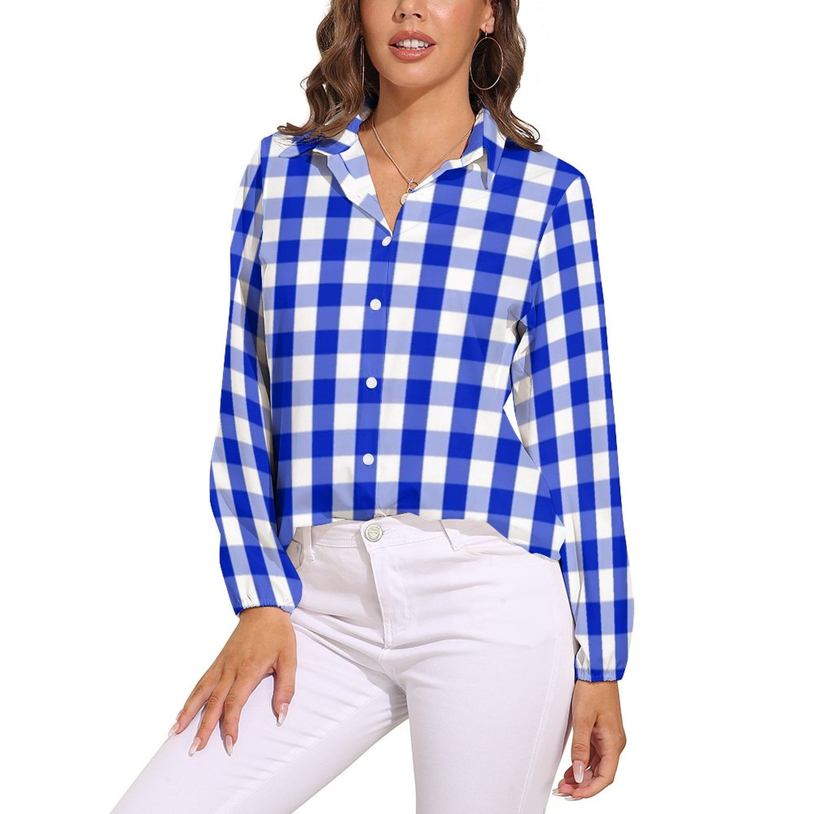 Black Checkerboard Blouse Classic Black and White Checker Office Print ...