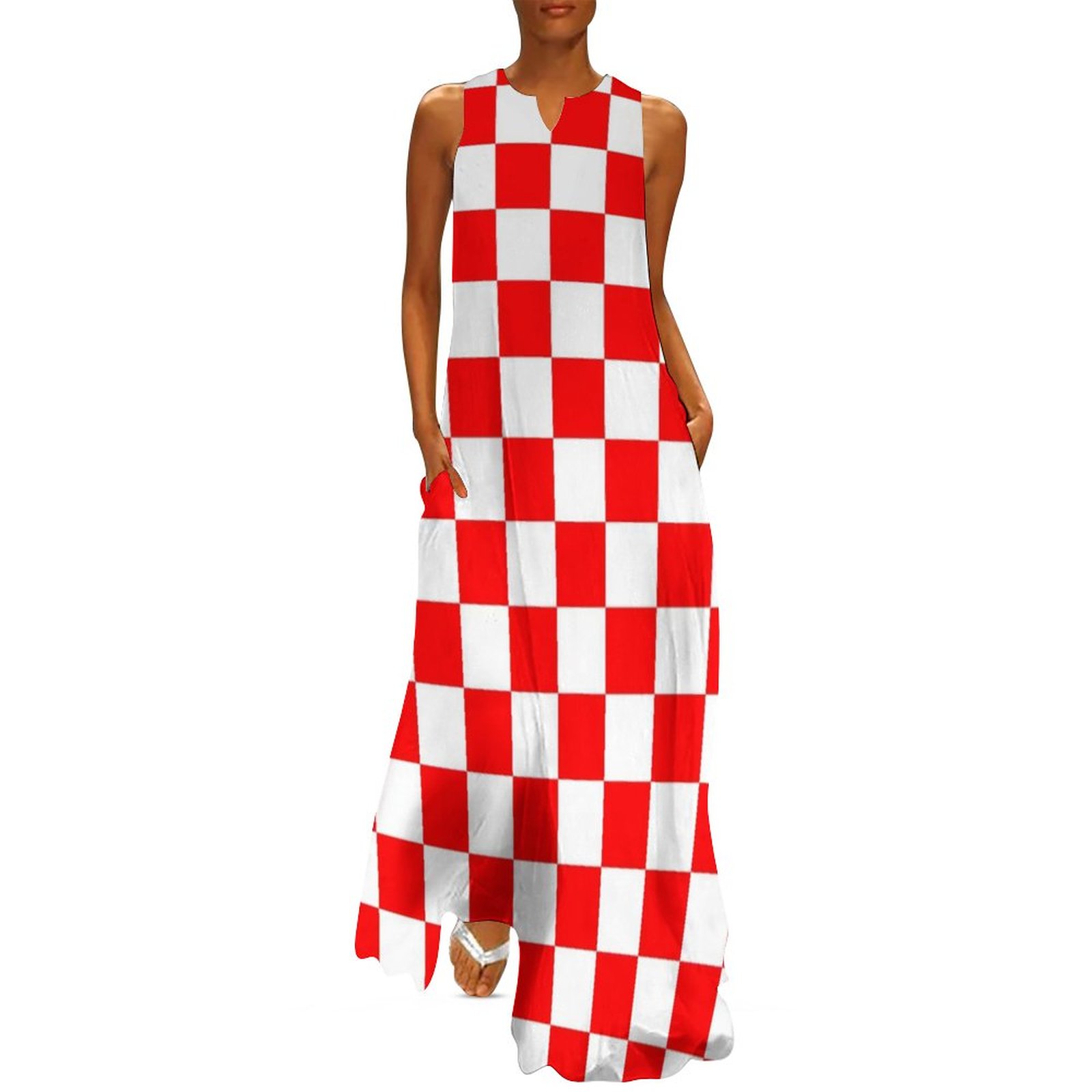Black Checkerboard Dress Classic Black and White Checker Vintage Maxi ...