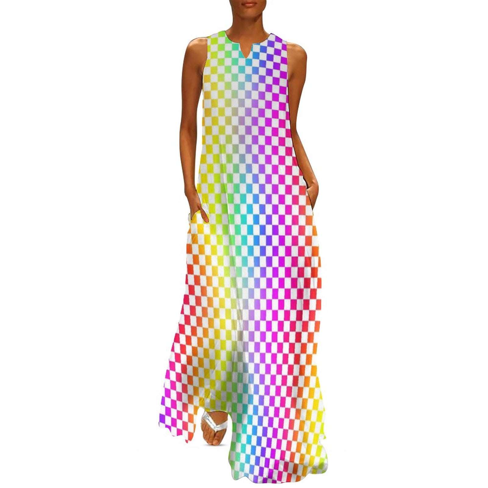 Black Checkerboard Dress Classic Black and White Checker Vintage Maxi ...