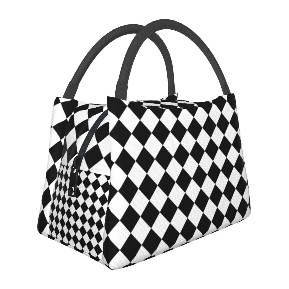 Black Checkerboard Lunch Bag Classic Black and White Checker Lunch Box ...