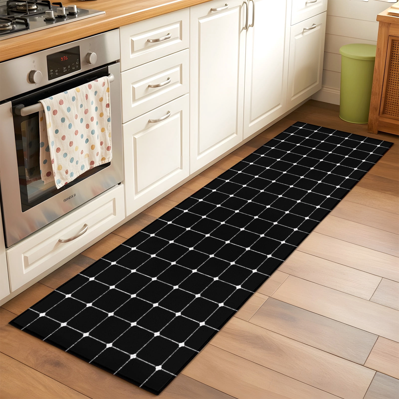 Black Checkered 2x6 Hallway Washable Runner Rug Modern Minimalist ...