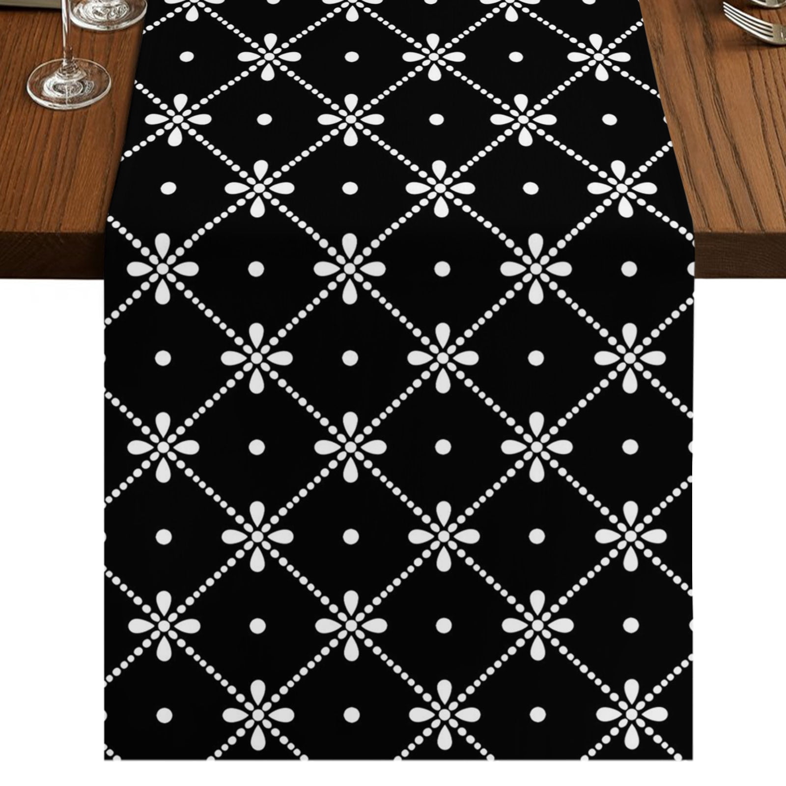 Black Checkered Burlap Cotton Table Runner 13x72 Inches Long, Farmhouse ...
