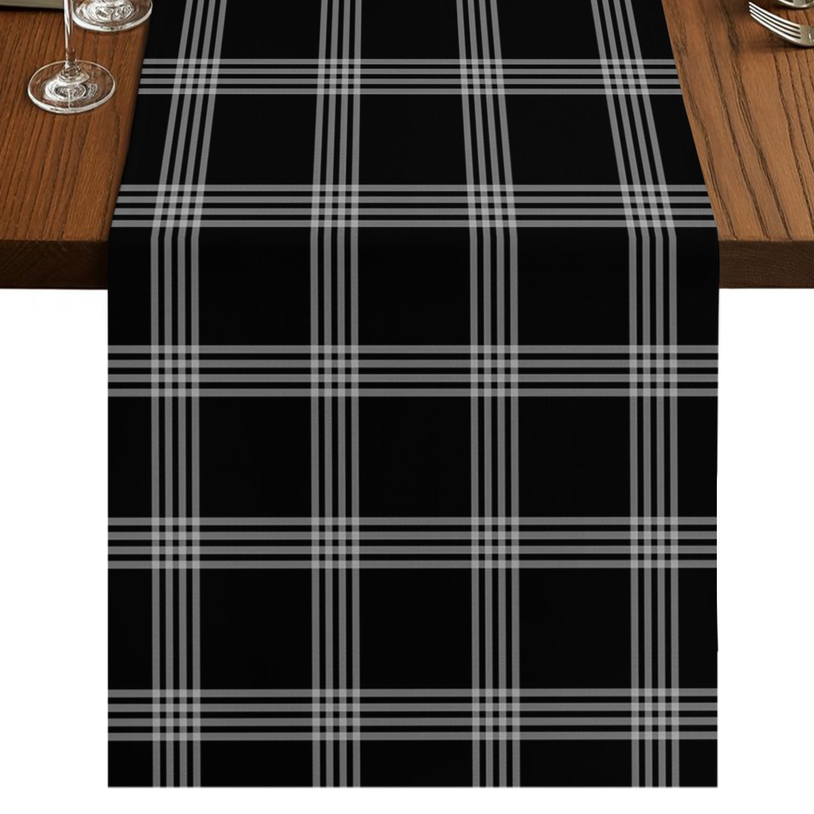 Black Checkered Burlap Cotton Table Runner 16x72 Inches Long, Farmhouse ...