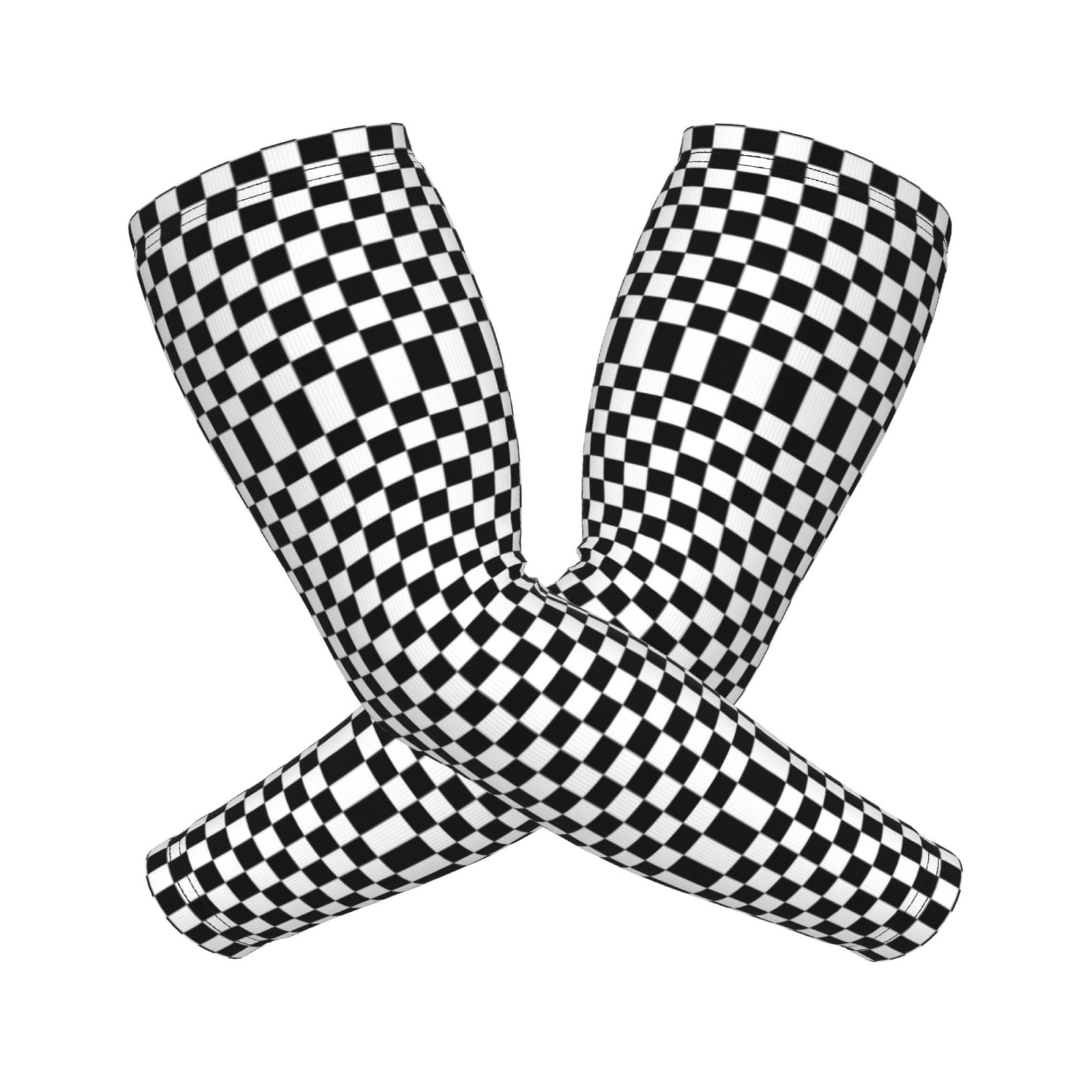 Black Checkered Compression Sports Arm Sleeve Baseball Football ...