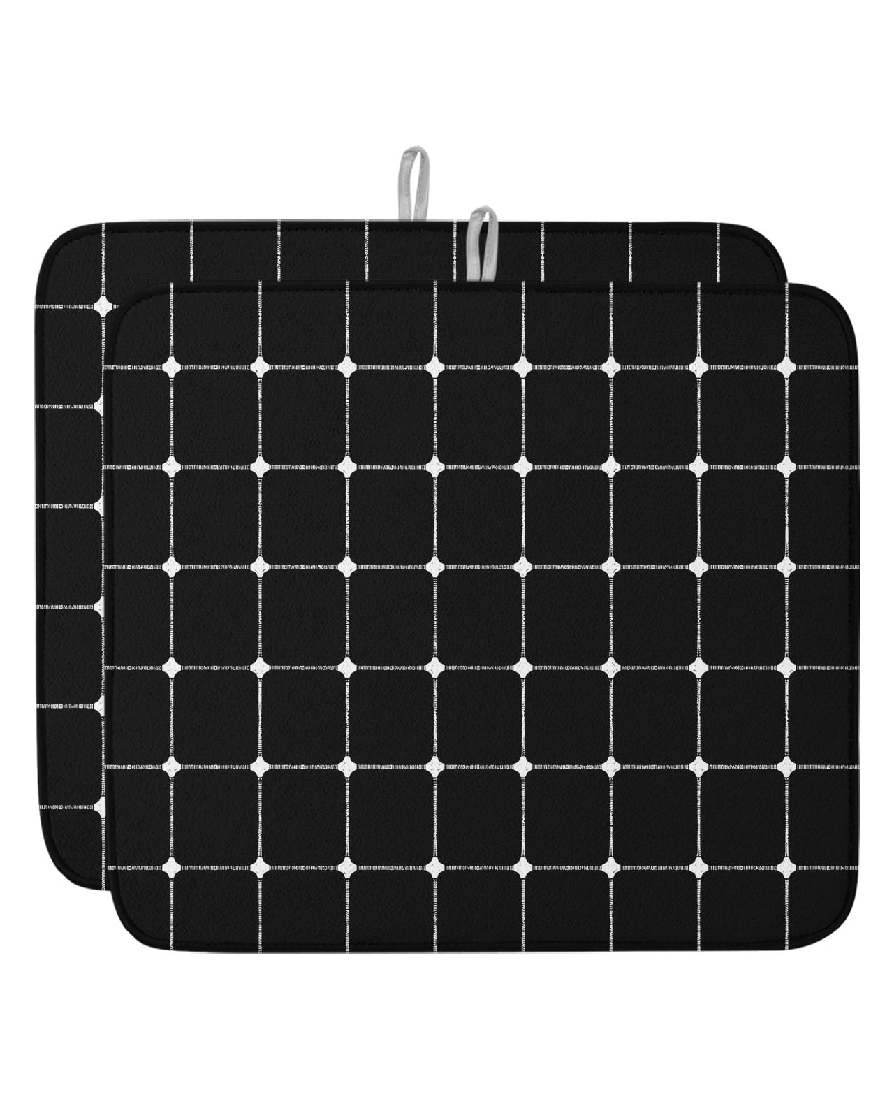 Black Checkered Dish Drying Mat 16x18 inch Modern Minimalist Geometric ...