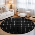 Black Checkered Round Living Room Rugs 6 ft, Modern Minimalist ...