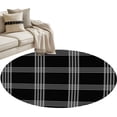 Black Checkered Round Rug 3.3ft Washable Circle Entryway Rugs Non Slip ...