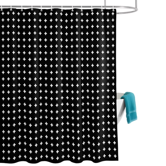 Black Checkered Shower Curtain, Modern Abstract Geometric Diagonal ...