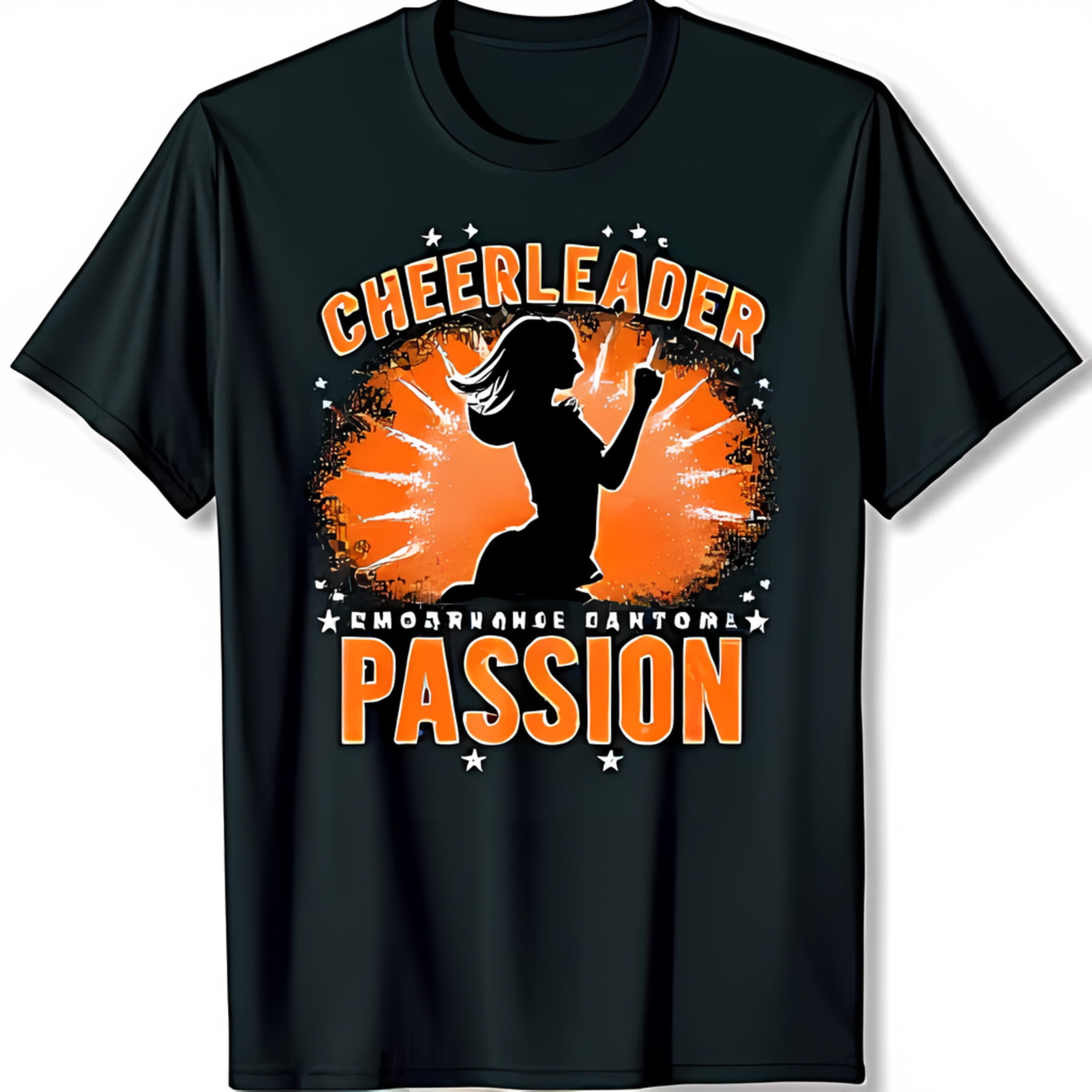 Black Cheerleader T-Shirt with & Passion Design for Cheer Fans ...