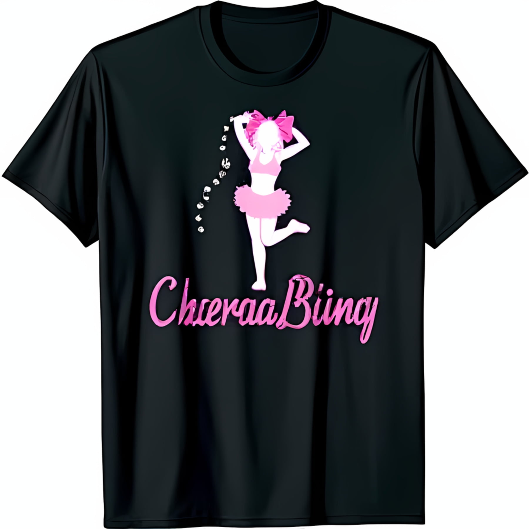 Black Cheerleader T-Shirt with Pink & Cheeraa Bing Text for Cheer Fans ...