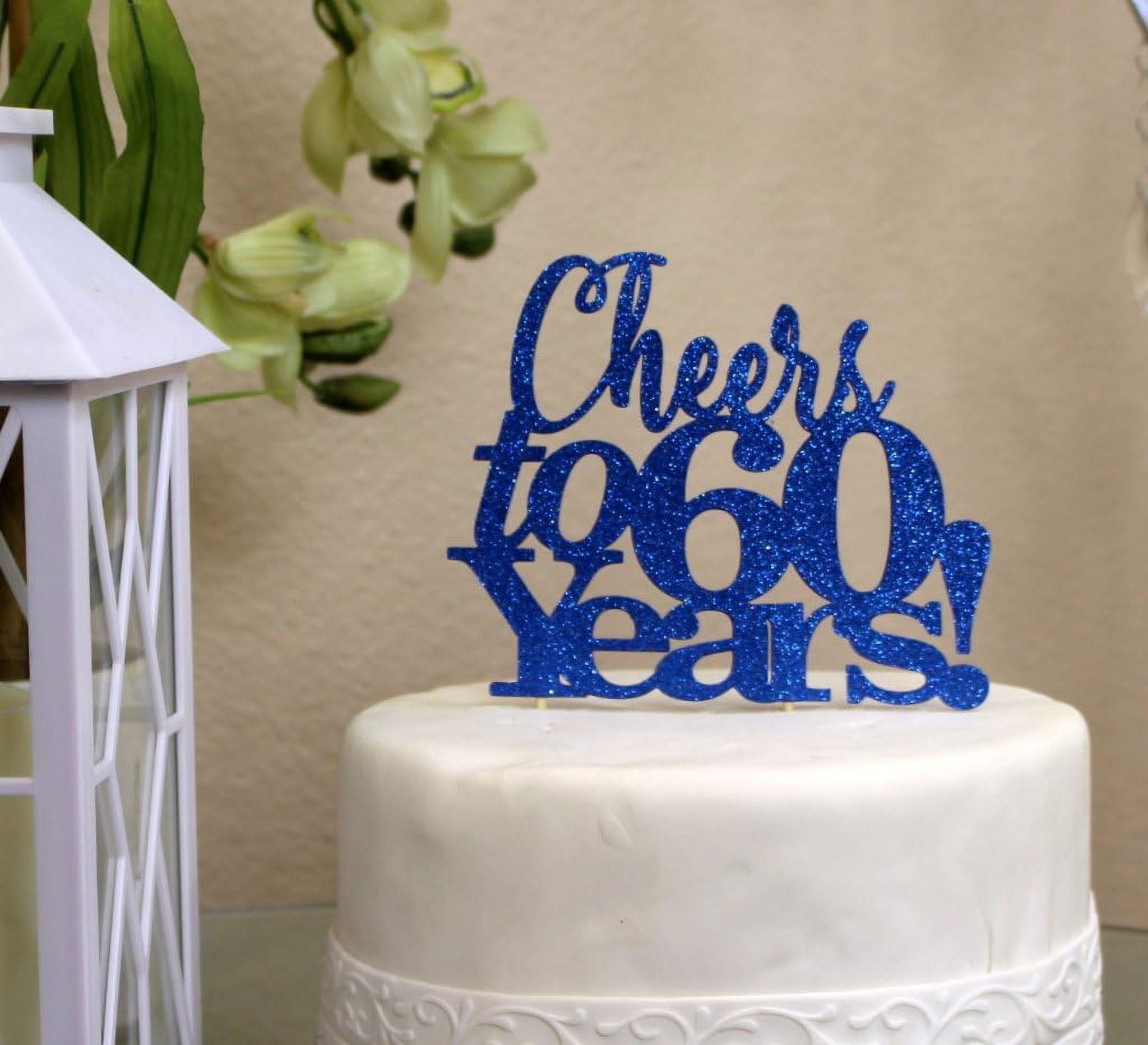 Black Cheers to 60 Years! Cake Topper,1pc, 60th Birthday, Anniversary ...